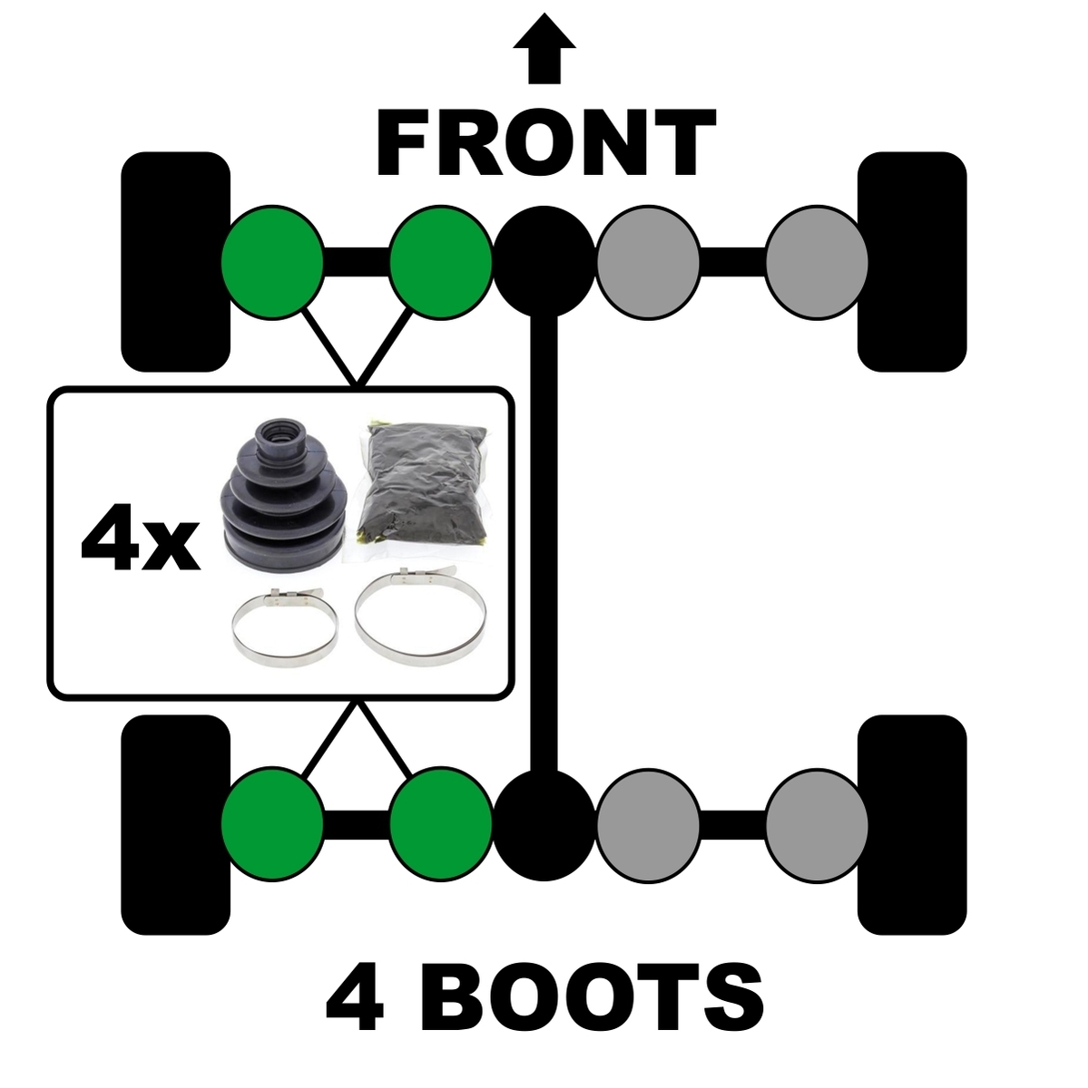 Front Rear Inner Outer CV Boots for Arctic Cat ALTERRA 400 2016-2017 ...