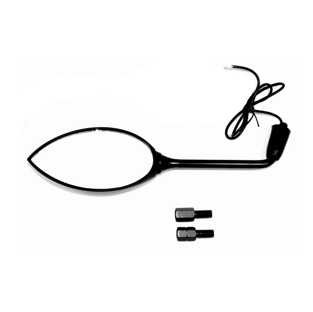 Universal Leaf Mirror/LED Indicator Black - MCS